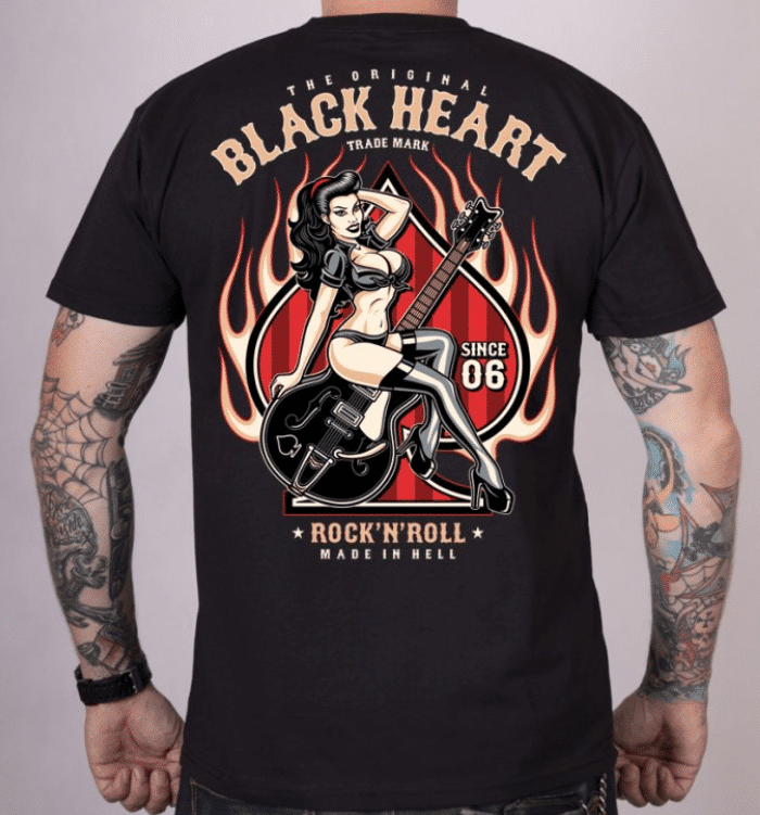 Black Heart T-Shirt Pin up Flames — Rockabilly Fashion Gheena GmbH