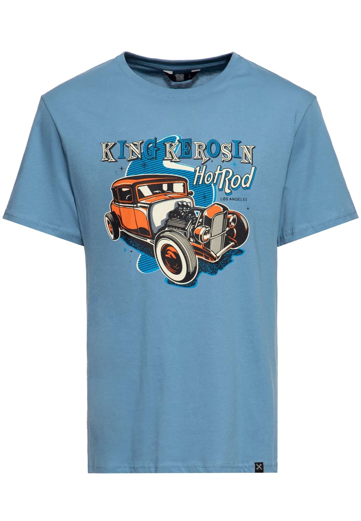 King Kerosin T-Shirt Classic Hot Rod blau — Rockabilly Fashion Gheena GmbH