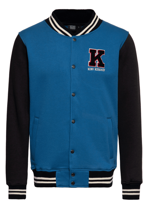 King Kerosin Collegejacke Plain blau — Rockabilly Fashion Gheena GmbH