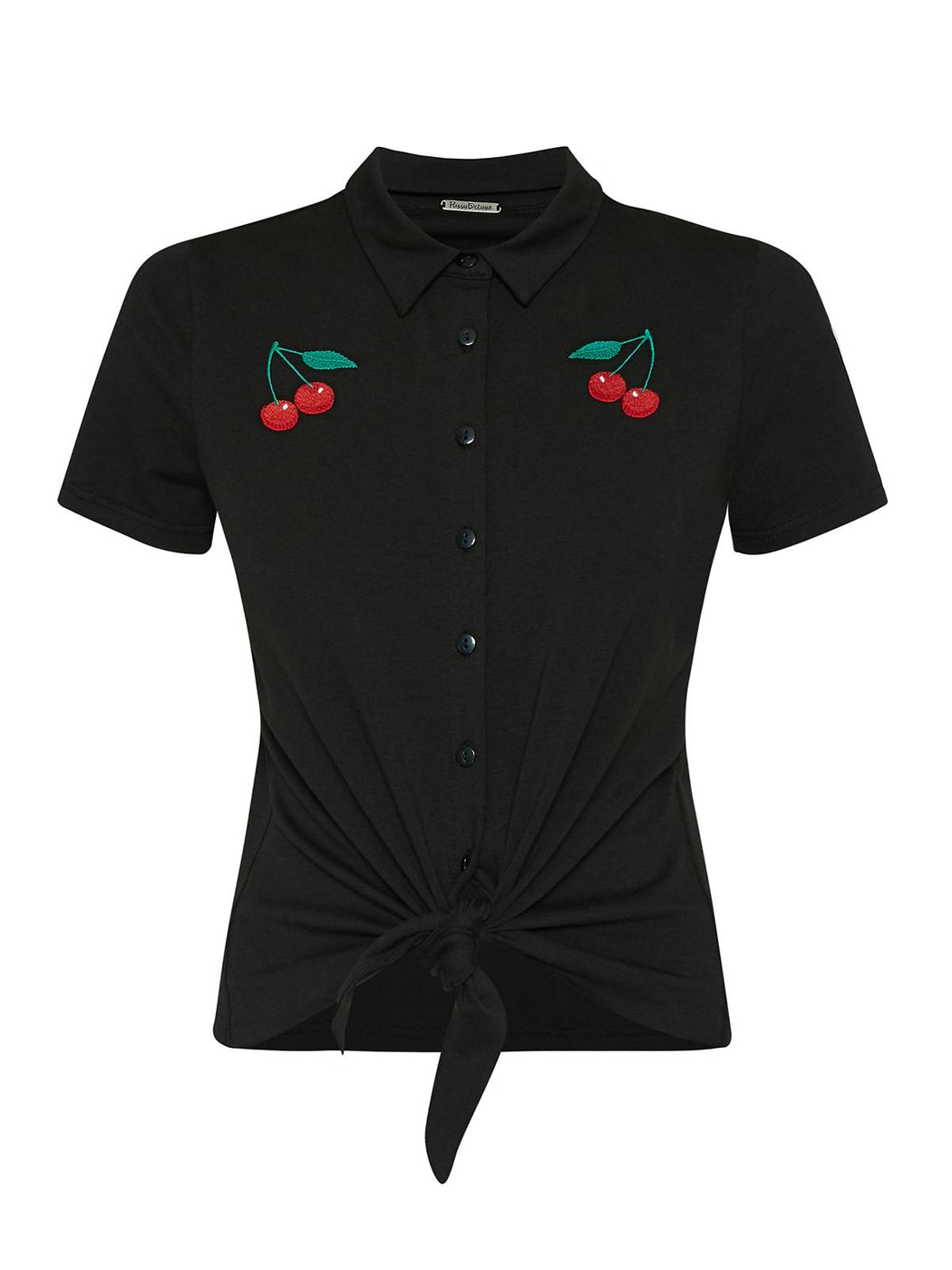 Pussy Deluxe Bluse Black Cherries — Rockabilly Fashion Gheena GmbH