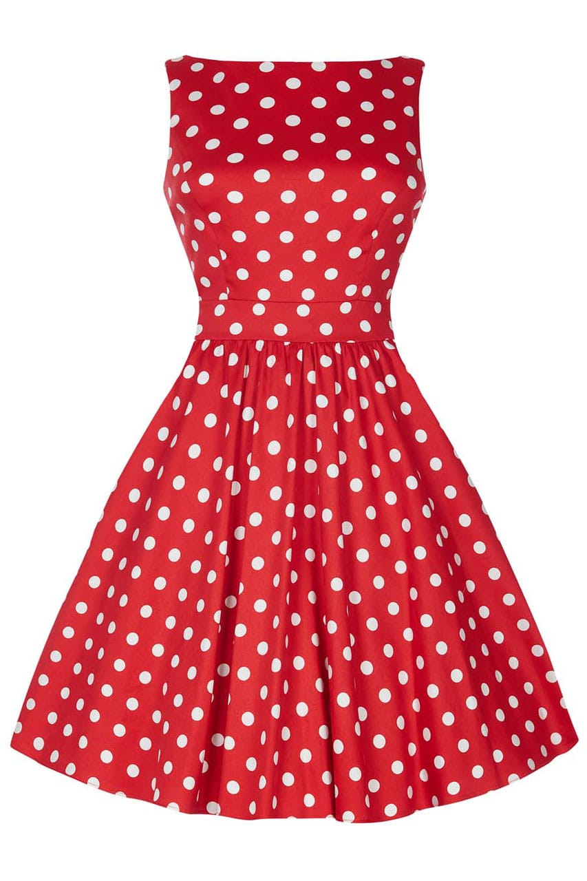 Lady Vintage Kleid Tea Red Polka — Rockabilly Fashion Gheena GmbH