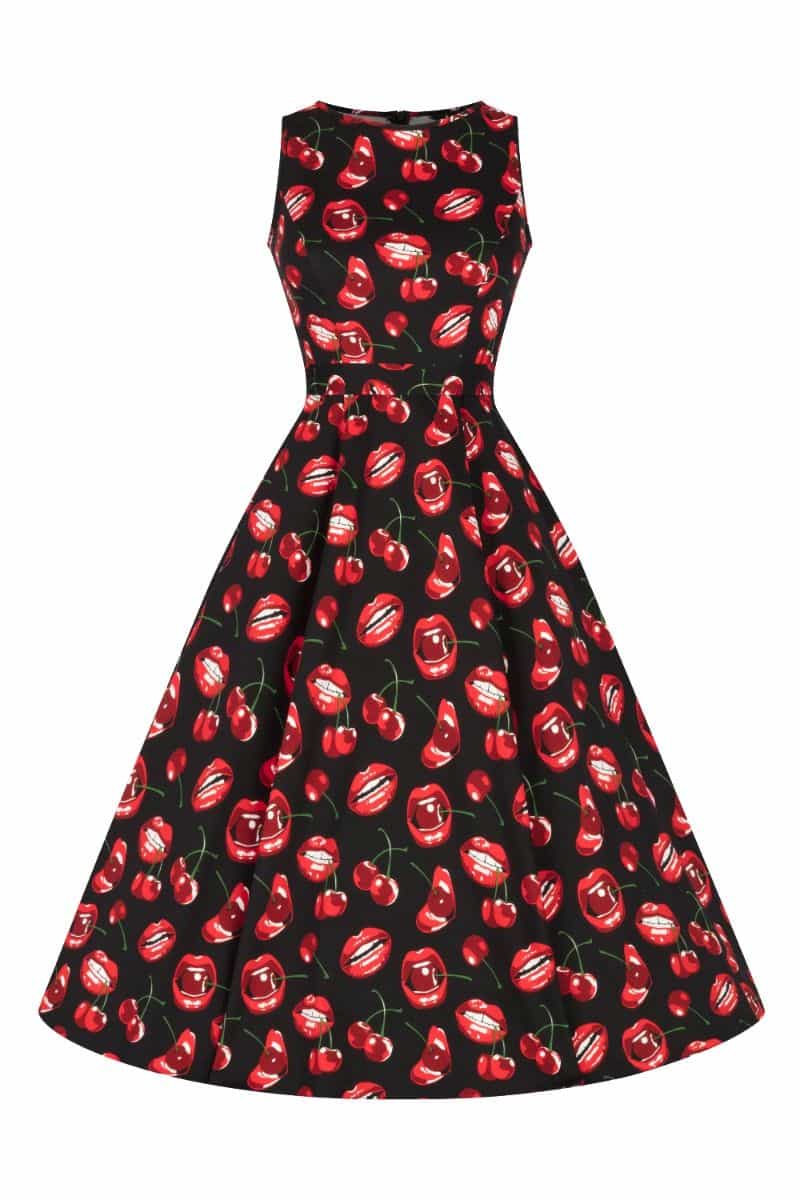 Lady Vintage Kleid Hepburn Cherry Lips — Rockabilly Fashion Gheena GmbH