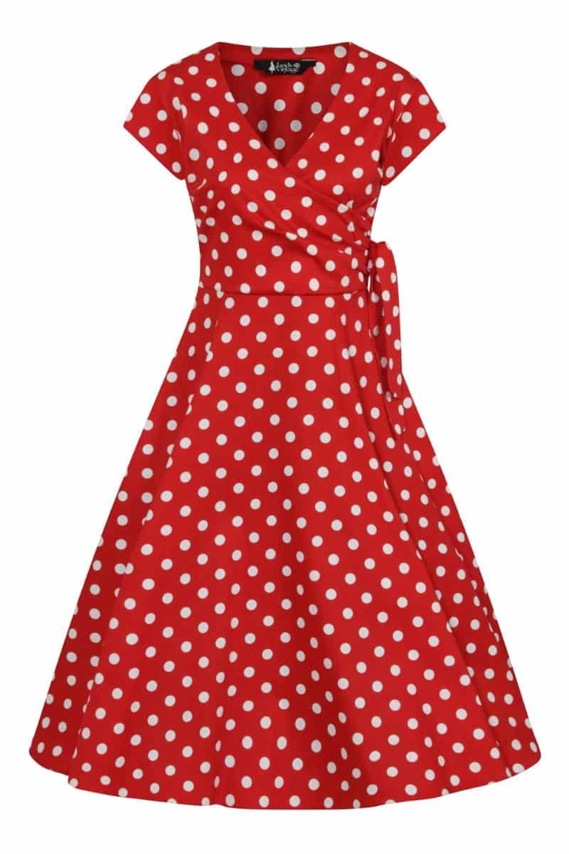 Lady Vintage Kleid Bella Red Polka Dot — Rockabilly Fashion Gheena GmbH