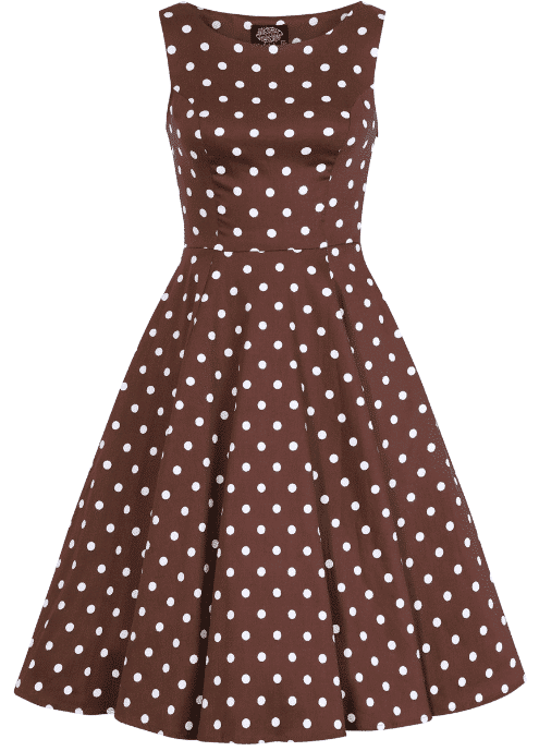 Hearts & Roses Kleid Sandy braun-weiss — Rockabilly Fashion Gheena GmbH