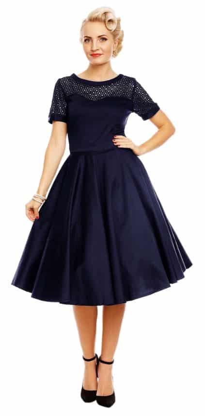 Dolly and Dotty Kleid Tessa navyblau — Rockabilly Fashion Gheena GmbH